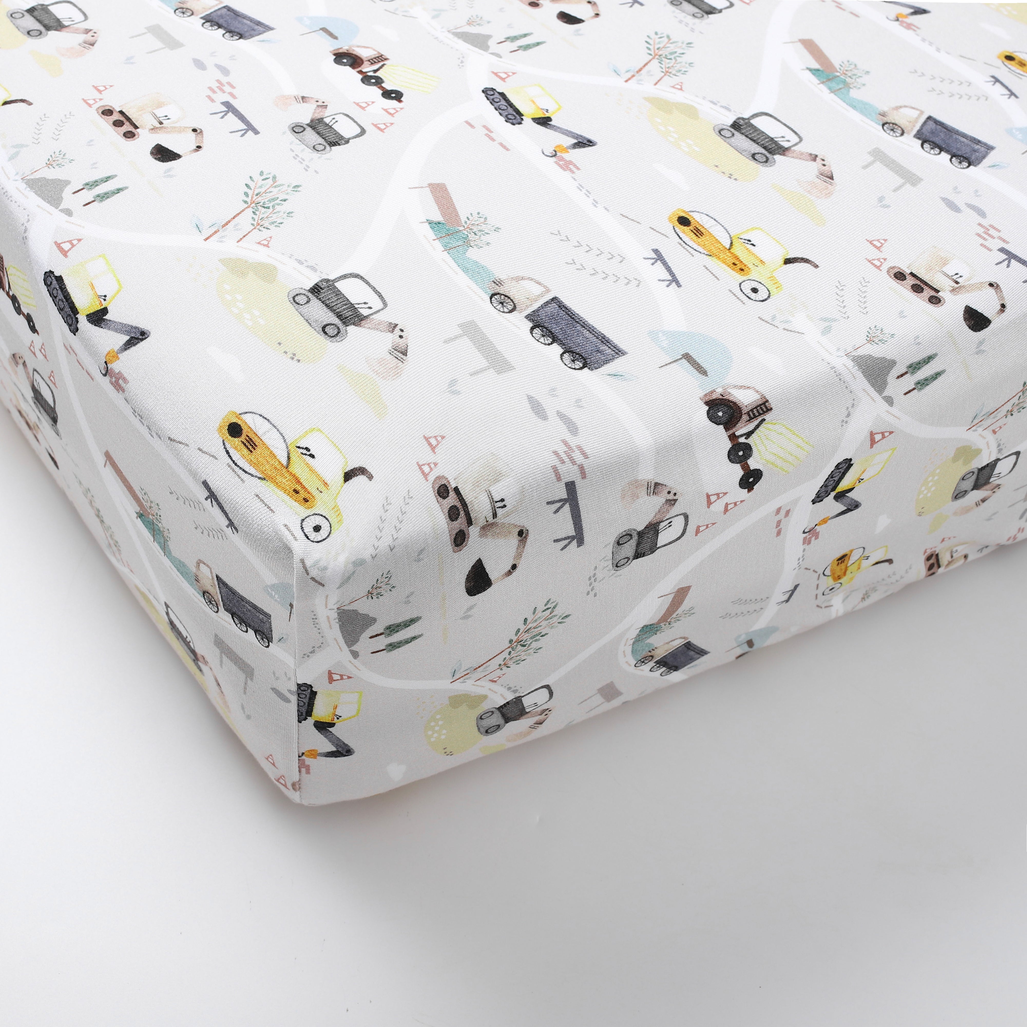 Bamboo Crib Sheet - Diggers – Shop Early Grey